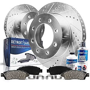Detroit Axle - Front Brake Kit for Ford F-250 F-350 F-450 Super Duty Drilled & Slotted Brake Rotors and Ceramic Brakes Pads Replacement