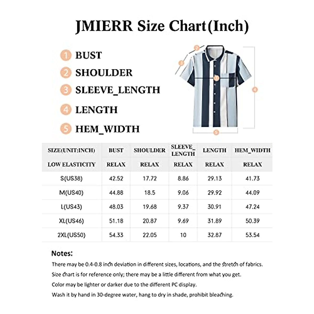 JMIERR Men's Hawaiian Striped Shirts Summer Casual Short Sleeve Button Down Beach Shirt with Pocket for Men, US 43(L), A2 Blue