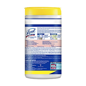 Lysol Disinfectant Wipes, Multi-Surface Antibacterial Cleaning Wipes, For Disinfecting and Cleaning, Lemon and Lime Blossom, 80 Count (Pack of 1)