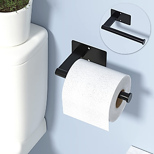 Matte Black Toilet Paper Holder - Toilet Roll Holder Self-Adhesive, Toilet Paper Roll Holder No Drilling, Stainless Steel Toilet Tissues Holder for Kitchen and Bathroom