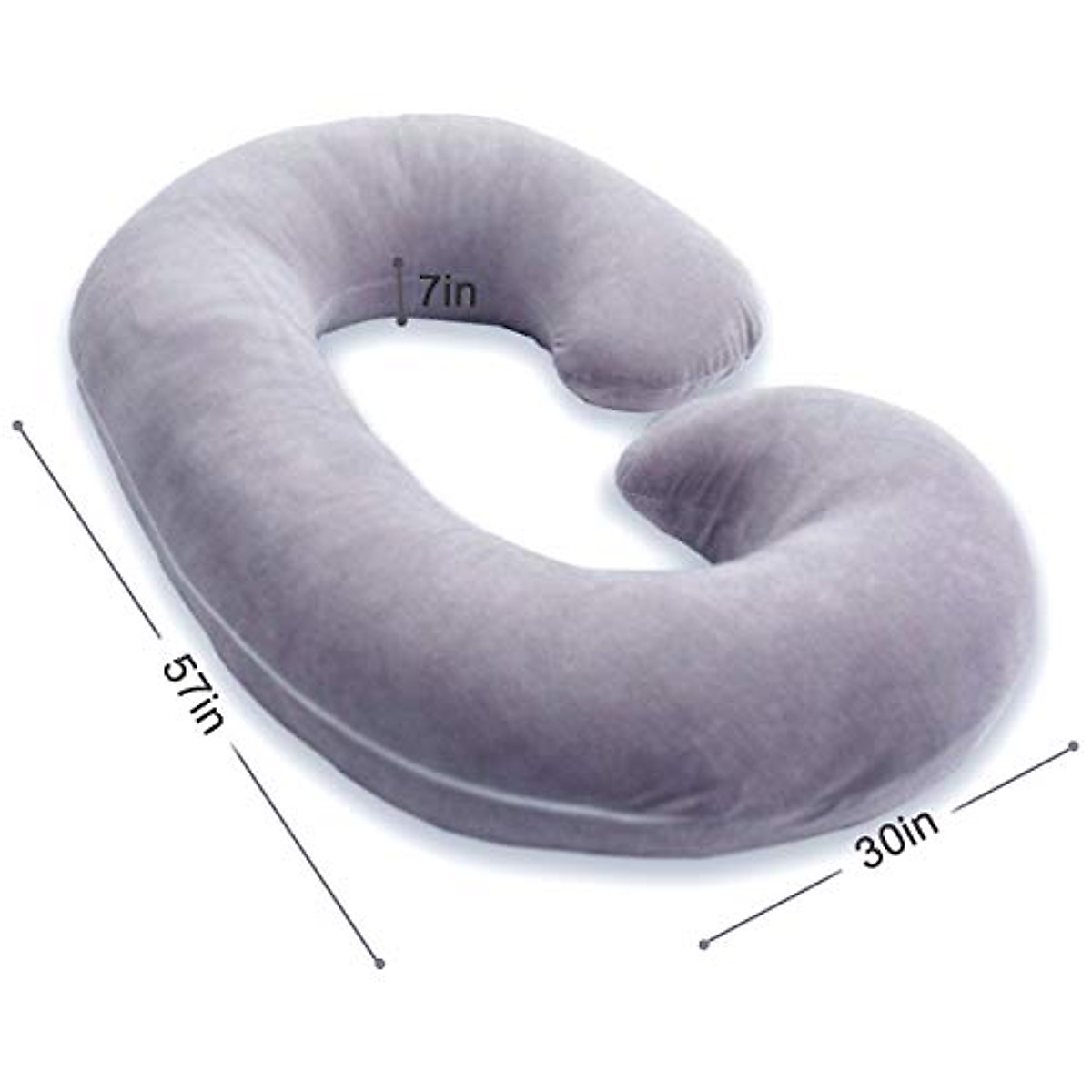 1 MIDDLE ONE Pregnancy Pillow, C Shaped Full Body Pillow for Maternity Support, Pregnant Women Sleeping Pillow with Velvet Cover (Dark Grey)