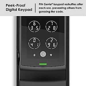 Lockly Secure Pro, Wi-Fi Smart Lock, PIN Genie® Keypad, 3D Biometric Fingerprint Sensor, Auto Lock Deadbolt (Matte Black, a Special Edition for Special Door Frame and Thick Fingers)