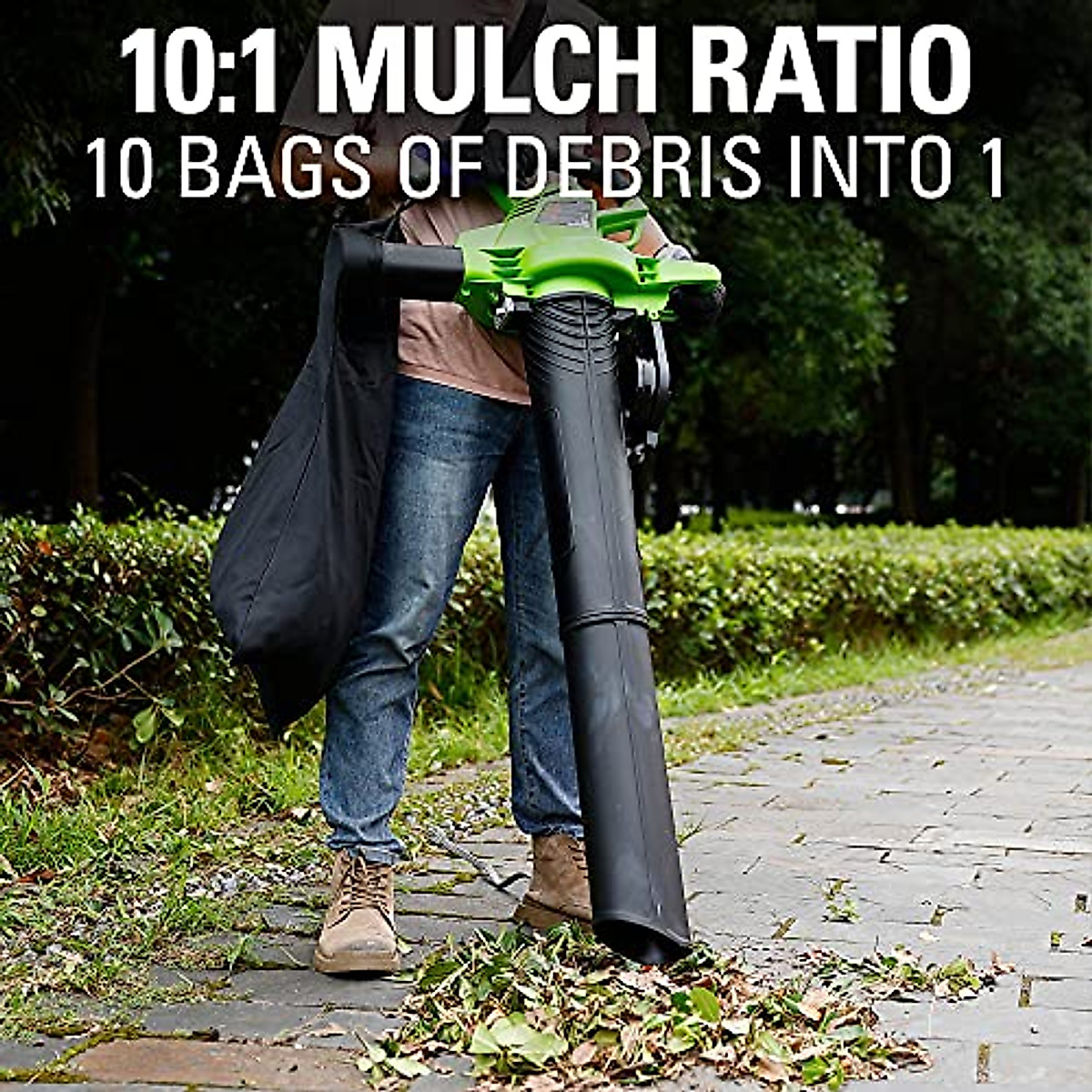 Greenworks 12 Amp 235MPH Variable Speed Corded Blower/Vac includes Metal Repeller, 24072