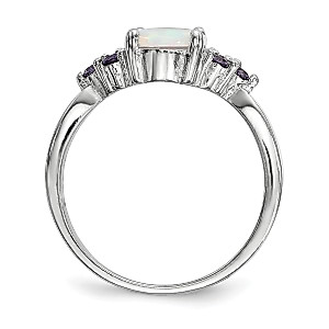 IceCarats 925 Sterling Silver Oval Created Opal Purple Cubic Zirconia CZ Statement Ring Size 6