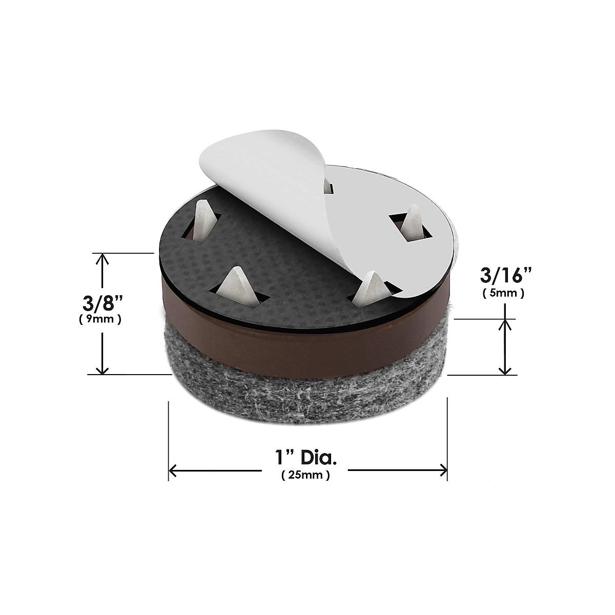 GorillaFelt Chair Leg Floor Protectors/Felt Chair Glides (Set of 16) Tap-On Felt Furniture Pads Guaranteed to Stay On, 1 Inch Round Chair Sliders