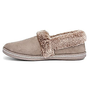 Skechers Women's Cozy Campfire-Team Toasty-Microfiber Slipper with Faux Fur Lining, dark taupe, 10 M US