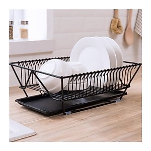 JUNXIAN Dish Rack Household Dish Drying Rack Kitchen Countertop Utensil Organizer Storage Kitchen Dishware Storage Stand Dish Containers(A)