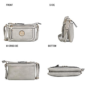 MKF Collection Crossbody Bag for Women, Designer Lady Purse Small Messenger Grey by Mia k