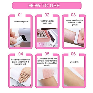 Wax Roller Kit, Roll on Wax Kit, EU PLUG Wax Warmer, Waxing Kit Wax Hair Removal Kit Waxing Roller Depilatory Roll on Wax Heater Roller with 100pcs Wax Paper Hair Removal Set EU Pulg without Adapter