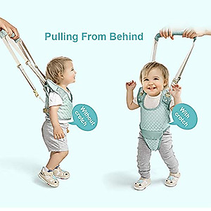 ORANGEHOME Baby Walker Toddler Walking Harness Helper and 2 Knee Pads Adjustable Standing Up and Walking Learning Helper for Toddler 7-24 Month-Green