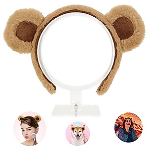 SIOTMERA Headband Bear Ears Brown, Cute Care Headband Adult with Toddler Bear Costume, Soft Makeup Headband for Washing Face Women, Fluffy Animal Hairband for Party Celebration Cosplay