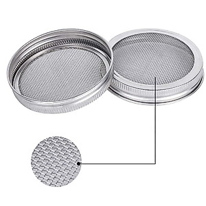 ccHuDE 3 Pcs 304 Stainless Steel Sprouting Lids Mason Jar Sprout Lids Screen Mesh Canning Jar Lids Wide Mouth Jar Cover Lids for Growing Bean
