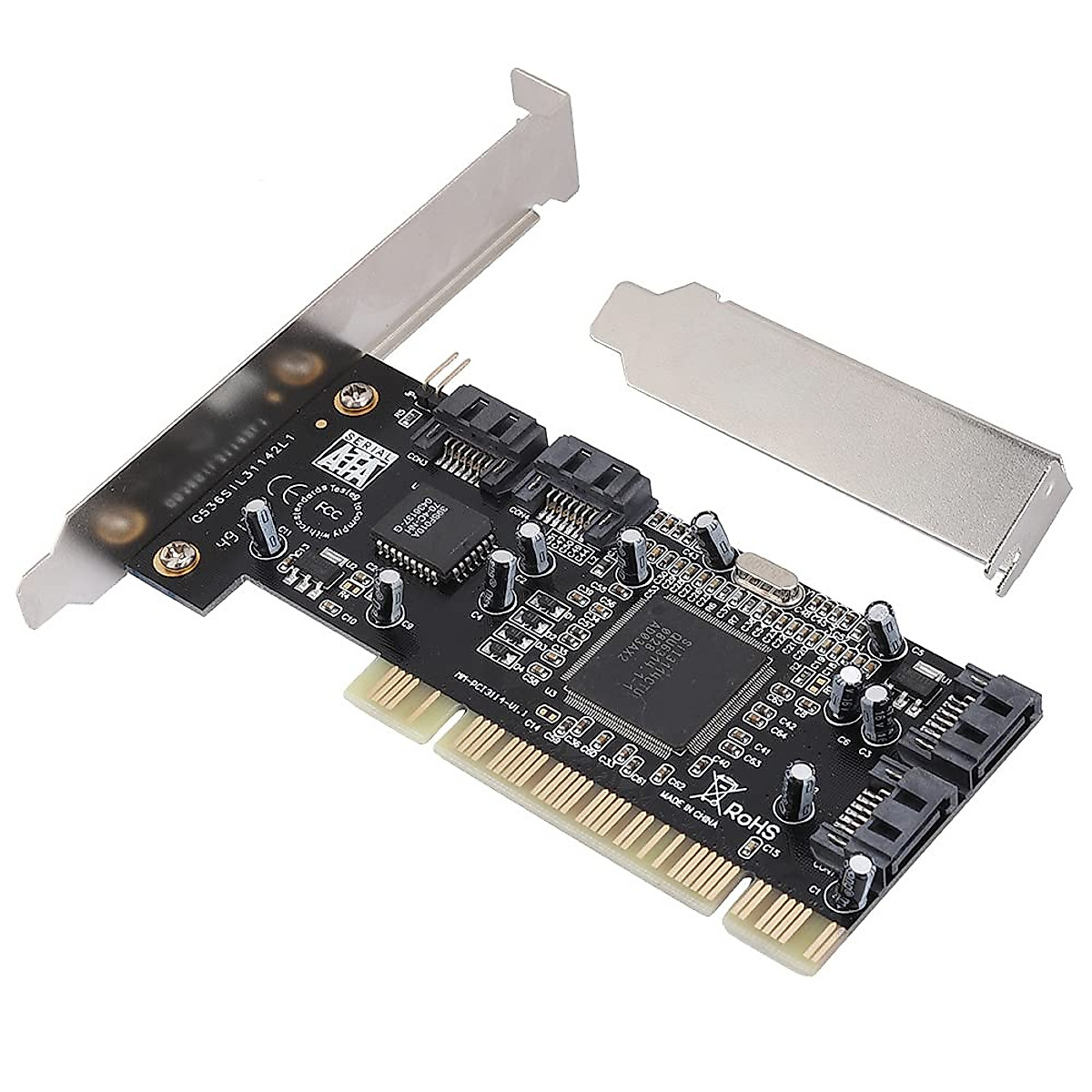ASHATA PCI 16X to 4-Port SATA Riser Card,5Gbps Sil3114 Master SATA PCI 4 Port Expansion Card,PCI SATA Controller Expansion Card for 98SE/ME/NT4.0/2000/XP/7/Vista and Linux.