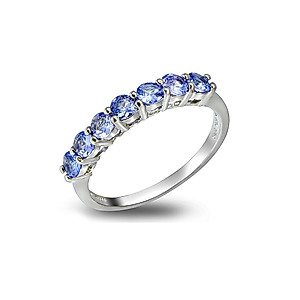 Tanzanite Rings for Women Sterling Silver Half Eternity Band Ring, Size 6