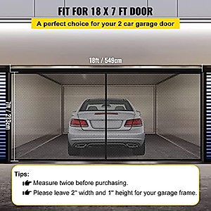 VEVOR Garage Door Screen, 18 x 7 ft for 2 Cars, 5.8 lbs Heavy-Duty Fiberglass Mesh for Quick Entry with Self Sealing Magnet and Weighted Bottom, Kids/Pets Friendly, Easy to Install and Retractable