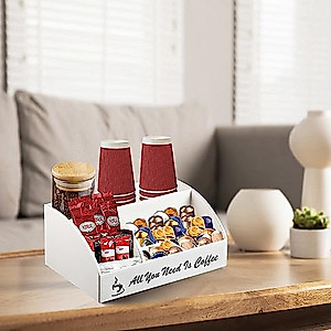 Militwo PU Leather Coffee Station Organizer, Countertop Coffee Bar Accessories Tea Bag Organizer Coffee Pods Drawer Holder and Organizer for Coffee Bar Decor, Coffee Lovers Gift White
