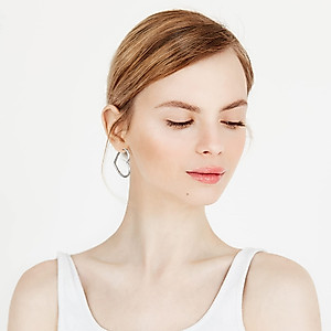 PWUEITR Heart Earrings Lightweight Geometric Hoop Earrings For Women Sweet Love Heart Earrings Valentine's Day Mother's Day Jewelry Gift,silver