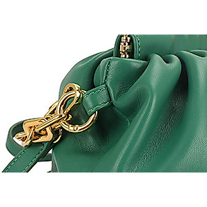 Women's Chain Pouch Bag Cloud-Shaped Dumpling Clutch Purse Ruched Fashion Trendy Shoulder Crossbody Handbag Chain Link Bag (Green)