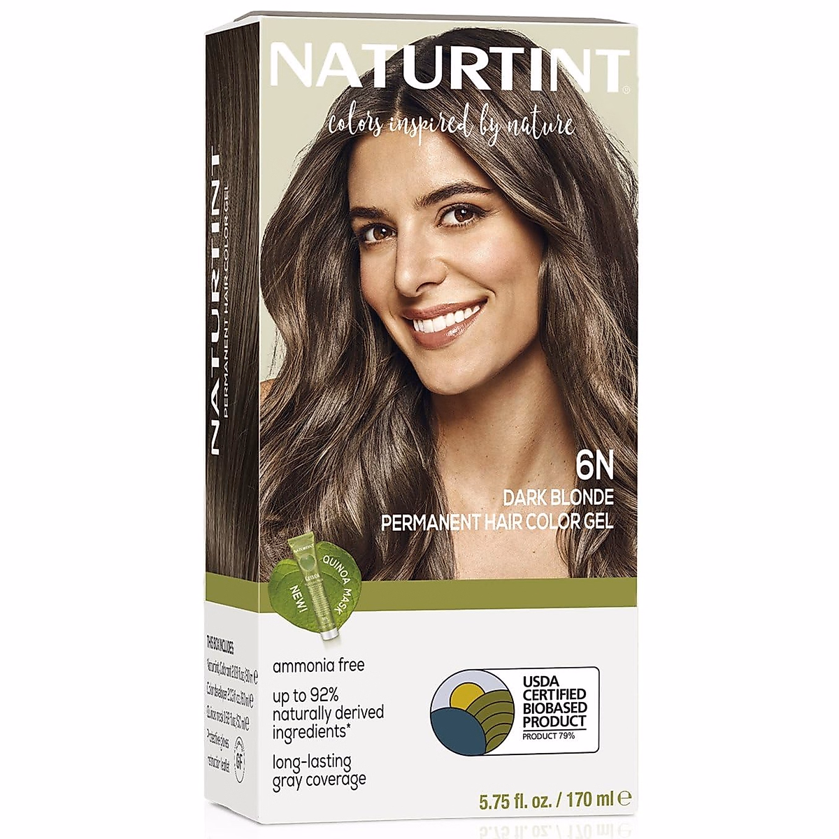 Naturtint 6N Dark Blonde Permanent Hair Color (Pack of 1), Ammonia Free, Vegan, Cruelty Free, up to 100% Gray Coverage, Long Lasting Results (Packaging may vary)