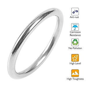 Alomejor 304 Stainless Steel Welded O Ring Line Dia. 5mm for Pet Collar Solid Strong Bearing Capacity Ring Diving Accessory(05045-Line Dia. 5mm Inner Dia. 45mm)