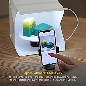 Pivo Lightbox 10" Portable Foldable Professional Product Lightbox Studio Full Set Tent Kit with 360° Turntable, Color Backdrops, and Dimmer Control