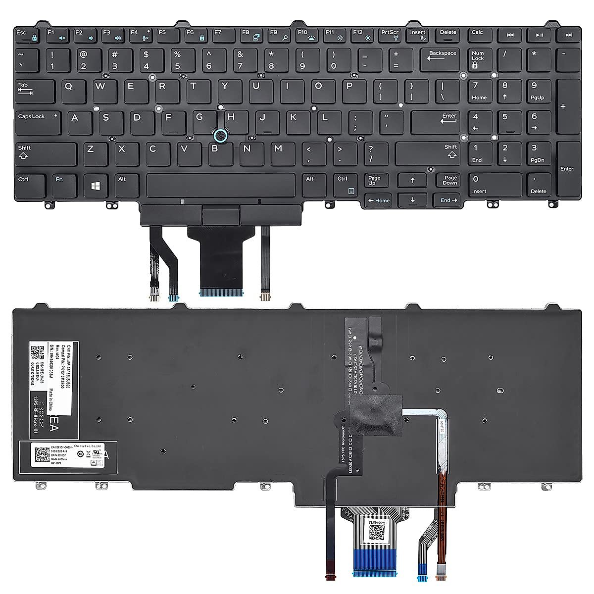 Replacement Keyboard for Dell Latitude E5550 E5570 5550 5580 5590 5591, Precision 3510 3520 7510 7520 7710 7720 Series Laptop with Pointer with Backlit No Frame US Layout