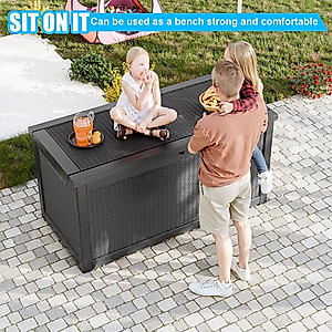 HOYOC Outdoor Storage Container 260 Gallon Resin Deck Box Large Outdoor Storage with Lockable for Outdoor Pillows, Garden Tools and Pool-Supplies, Waterproof (Black)