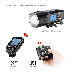 Godox AD400 Pro All-in-One Outdoor Flash, 400W 2.4G Wireless X System TTL Strobe Light, 1/8000 HSS Flash Monolight,390 Full Power Pops, 0.01-1s Recycle Time, 30w LED Modeling Lamp