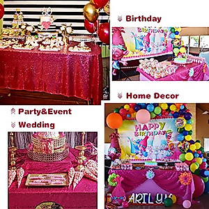 Eternal Beauty Sequin Tablecloth, 60x102 Rectangle Sequin Tablecloth for Party Cake Dessert Table Exhibition Events,Hot Pink