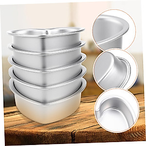 Luxshiny 5pcs Heart Cake Mold, Aluminum Heart Pans Heart Cake Pan Heart Shape Baking Pan for Cake Chocolate Dessert