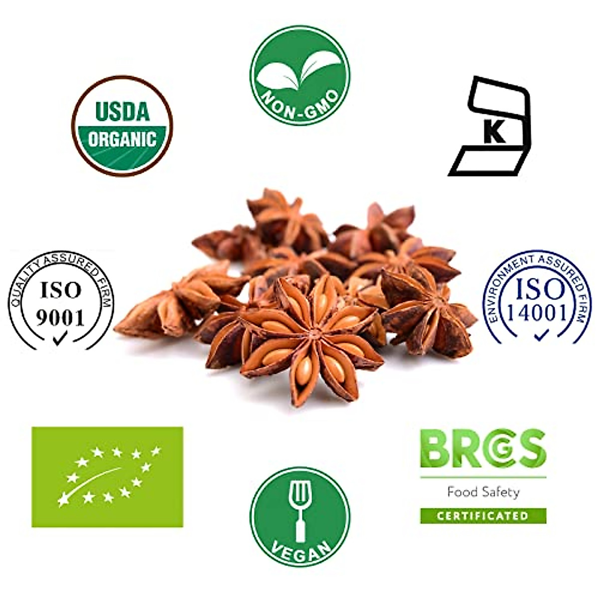Sun I’farm Organic Star Anise, Chinese Star Anise Whole 3oz(85g), Fresh, Pure and Dried Anise Pods, Great for Cooking, Baking and Tea (3 ounce)
