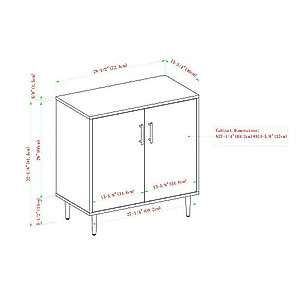 Walker Edison Fehr Mid Century Modern 2 Door Bookmatch Accent Cabinet , 28 Inch, Black