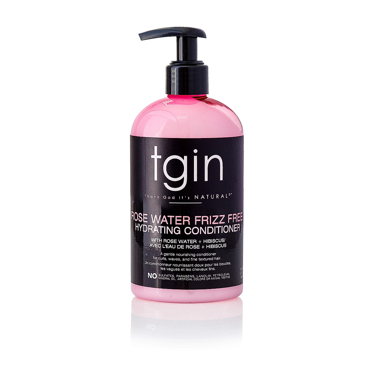 tgin Rose Water Frizz-Free Hydrating Conditioner, for Curly, Coily and Wavy Hair, with Rose Water and Acai Berry, Moisturizes Low Porosity Hair, 13 oz