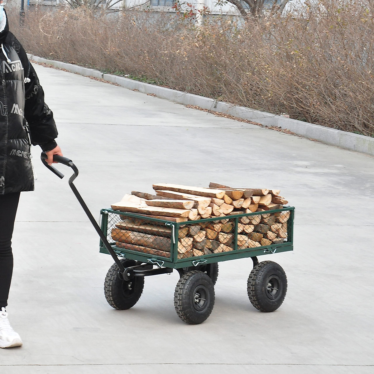 HJRTFLXC Garden Dump Cart - Large Capacity, Removable, Sturdy, Green, Outdoor Use