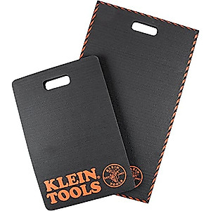 Klein Tools 60135 Kneeling Pads, Adult Mens Soft Thick Closed Cell Soft Foam Professional Tradesman Pro Pads with Handle, Black