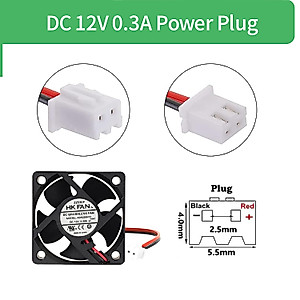 Security-01 50mm x 50mm x 20mm 5020 12V 0.30A Ball Bearing Brushless DC Cooling Fan 2pin AB5020H12 UL (Pack of 2)