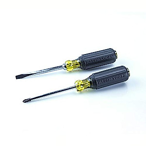 Klein Tools 85078 Screwdriver Set, 4 Phillips, 4 Flat Head Tips, Non-Slip Cushion Grip, Made in USA, All-Purpose Screwdriver Kit, 8-piece