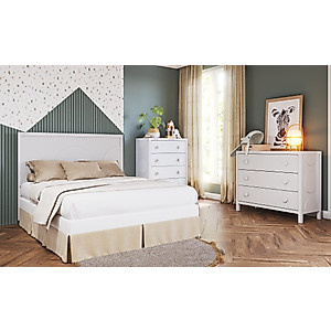 Child Craft Orbit Crib, Dresser and Chest Nursery Set, 3-Piece, Includes 4-in-1 Convertible Crib, Dresser and Chest, Grows with Your Baby (Matte White)