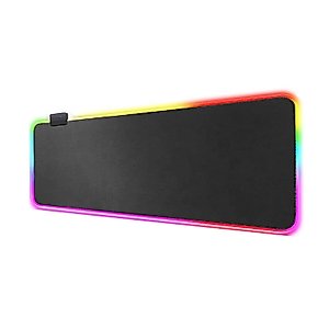 TalkWorks Extra Large RGB Gaming Mousepad - Non-Slip Rubber Base, Micro-Textured Durable Cloth, 7 Colors, 14 Lighting Modes, On/Off Light Switch, USB Device Interface - 12 x 31.5 Inches, Black
