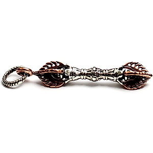 COSUMOSU Tibetan Vajra Dorje Pink Gold 925 Sterling Silver Pendant Charm Amulet