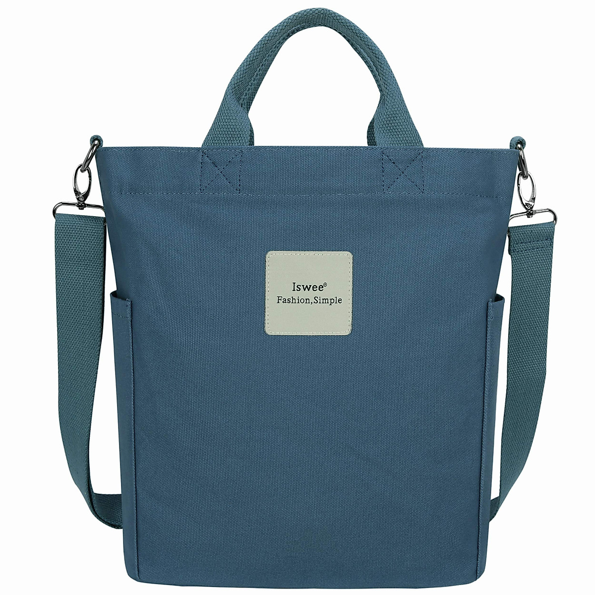 Iswee Canvas Tote Bag for Women Casual Shoulder Work Bag Crossbody Top Handle Bag Shopping Handbags for Women (Blue)
