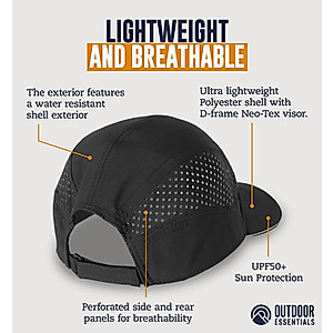 Running Hat for Men - Dry Fit Running Cap for Women, Tennis Hats, Breathable Hat, Workout Cap for Baseball,Sweat Wicking Hat Black