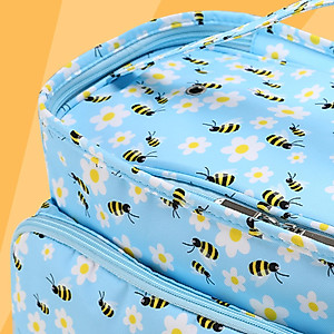 jyibinee Crochet Storage Bag, Flower Print Crochet Bag, Large Capacity Yarn Storage Organizer Crochet Hooks Storage Case for Home Honeybee