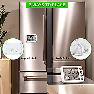 Digital Kitchen Timer for Cooking , SOVIDER Multi-Purpose Classroom Timer with Time Clock Alarm, Thermometer & Hygrometer | Digital Egg Timer with Magnetic, Large Screen Clock, Comfort Level Indicator