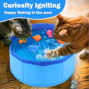 Mity rain Cat Water Toy - Cat Pool with Interactive Fish Toys, Fish Bowl Cat Toys for Indoor Bored Cats Interactive Cat Toys for Indoor Cats, Blue