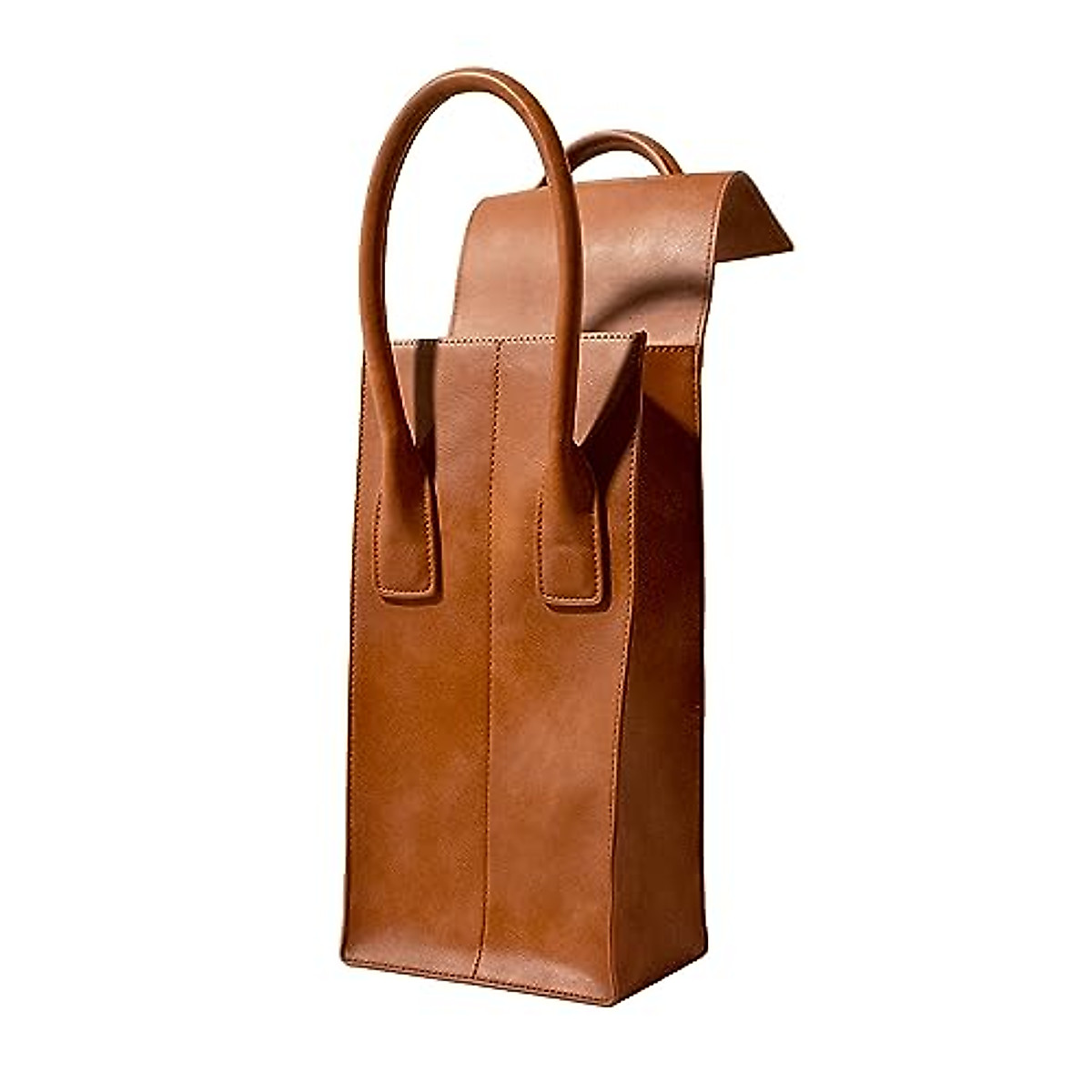 Wine Tote Carrier Bag | 2 Bottle - Vegan Leather, Soft Suede Interior Pouch with Divider - Great for Travel, BYOB, Wine Tastings, Parties, Gifts, Hygge