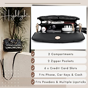 Before & Ever Small Beige Purse - Quilted Sand Crossbody Bag for Women - Gold Chain Clutch Purse Bag for Women - Women's Crossbody Handbag - Vegan Leather Cross Body Hand bag Wallet Purse