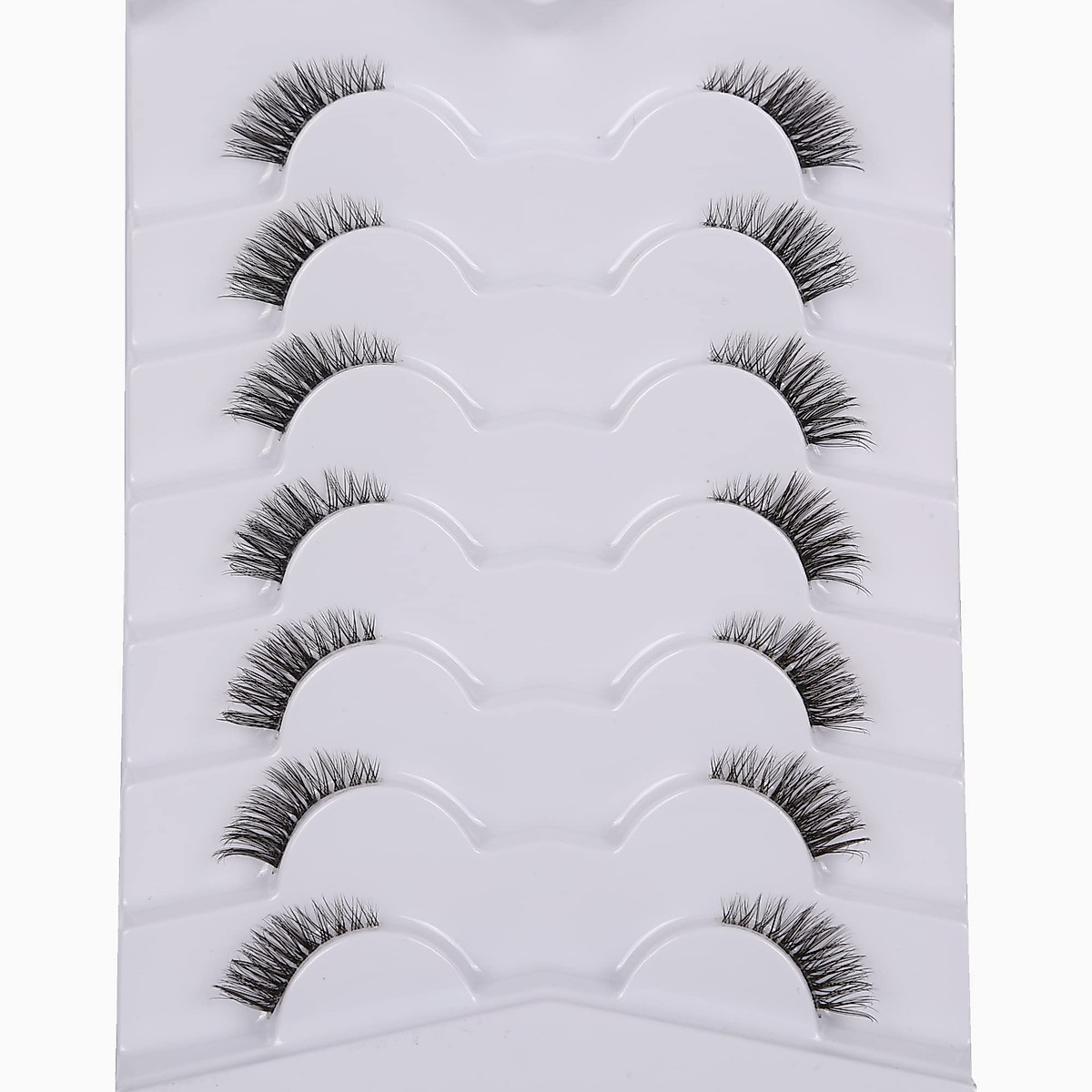 GMAGICTOBO False Eyelashes Natural Half Lashes Short Wispy Clear Band Lashes Pack Cat Eye 3D Faux Mink Lashes Fake Eyelashes 7 Pairs Multipack