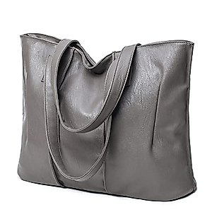 YOUNXSL Handbags and Purses for Women Large Shoulder Bag Fashion Totes PU Leather Top-Handle Bags Grey