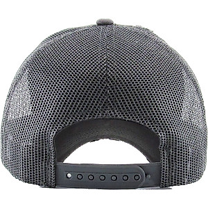 Funky Junque Distressed Low Profile Vintage Polo Style Trucker Dad Hat - Dark Grey